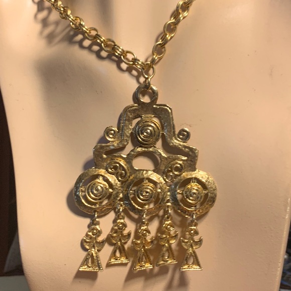 Vintage | Jewelry | Huge Bold Gold Ancient Modern Pendant Pectoral ...